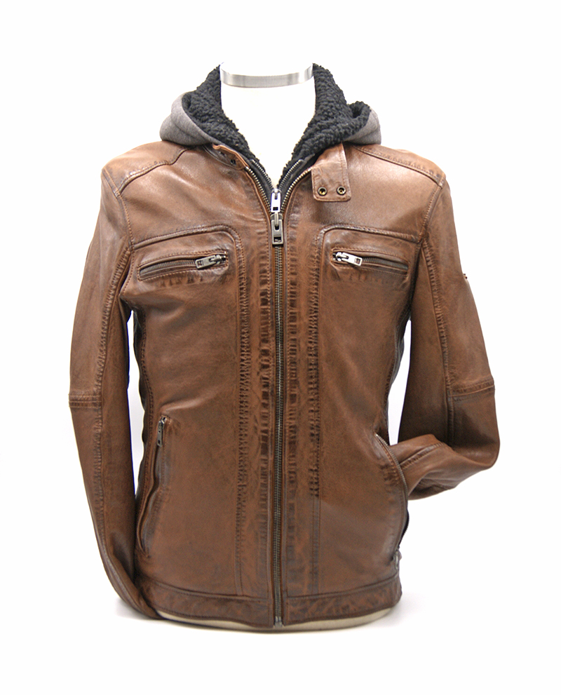 Chaqueta de piel con capucha desmontable DRINK - Mundypiel-Ropa de Piel ...